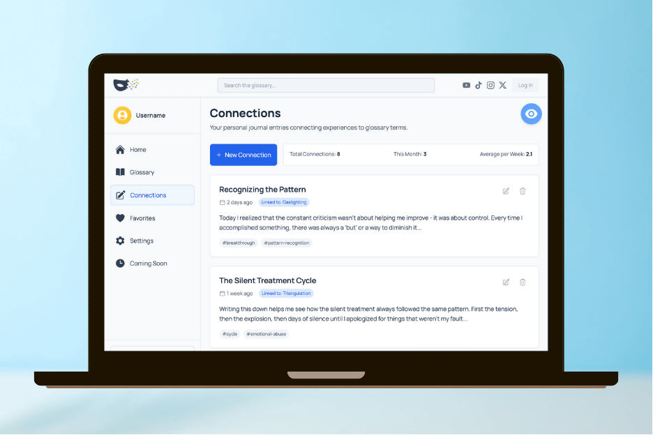 UnmaskIt – Emotional abuse journal and glossary app